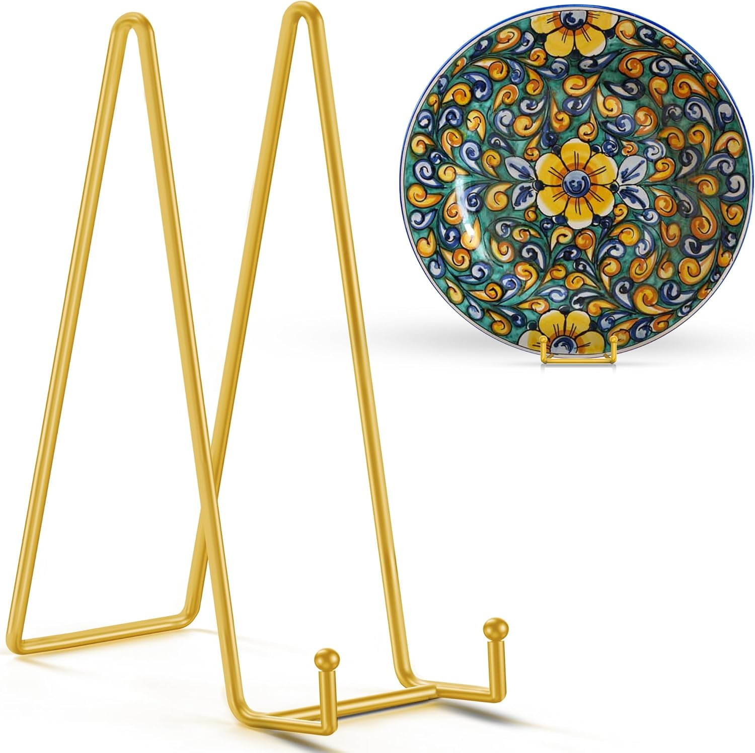 14 Inch Gold Metal Plate Stand (2 Pack) - Heavy Duty Display Easel for ...
