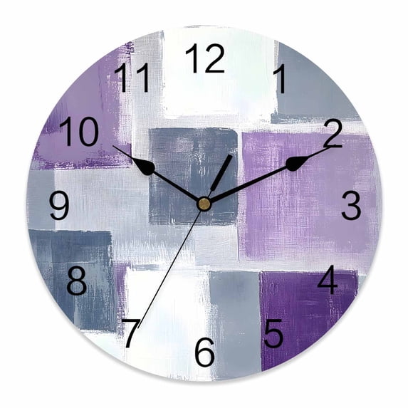 14 Inch Grey Purple Wall Clock, Graffiti Art Abstract Mottled Color ...
