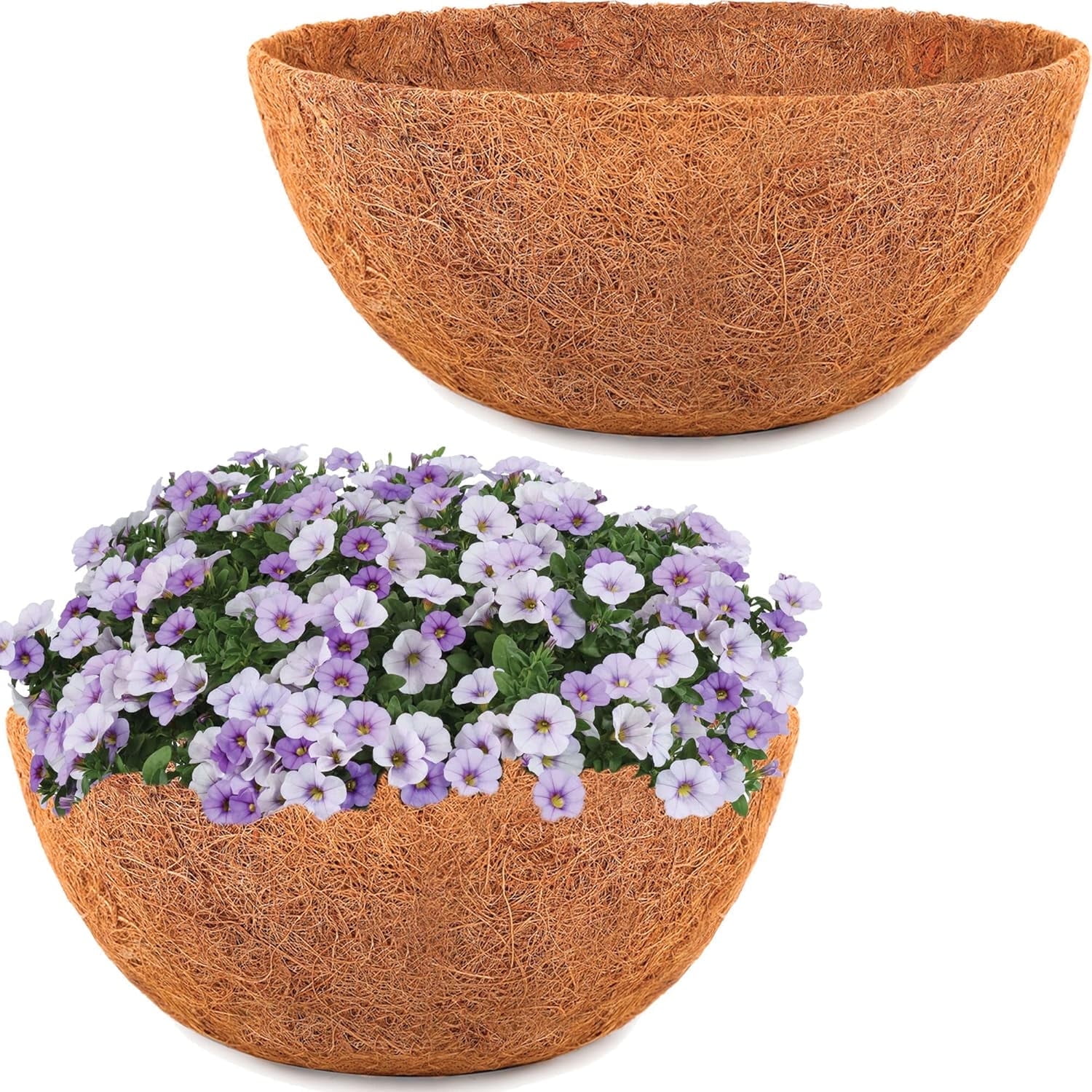 WLGJL Hanging Basket Coco Liners Replacement, 2Pcs 100% Natural Round ...