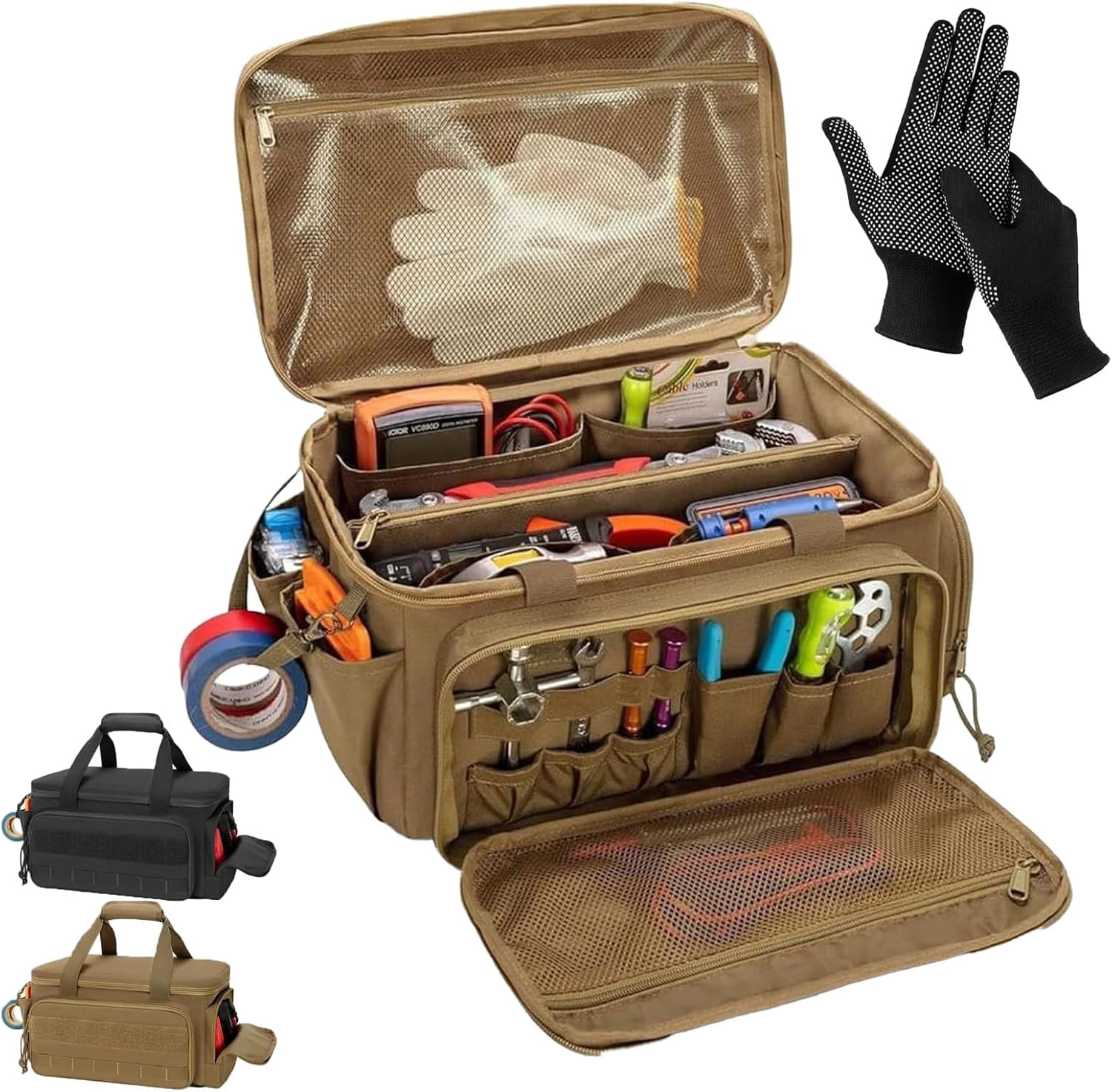 14-Inch Heavy-Duty Canvas Tool Bag, Multi-function Large Capacity Tool ...