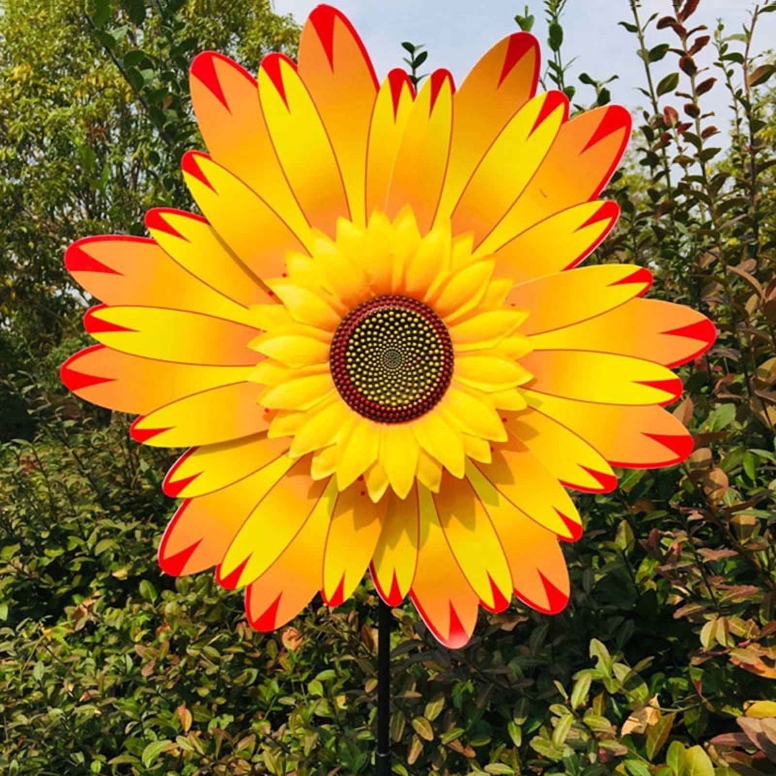 14 Inch Large Sunflower Lawn Pinwheels Colorful Flower Garden Spinners ...
