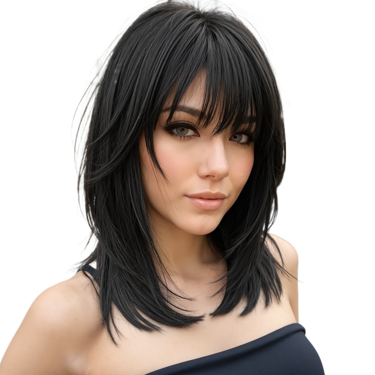 14-Inch Layered Straight Synthetic Hair Wig for Daily Wear and Cosplay ...
