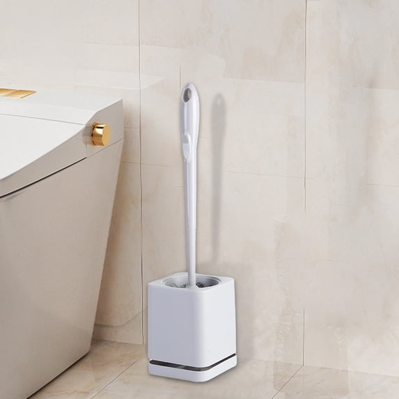 14-Inch Long Handle Toilet Brush with Wall-Mounted Holder - Plastic ...