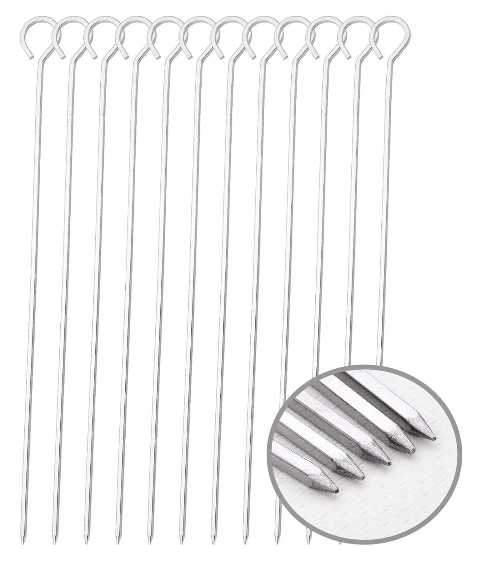 14 Inch Long Square kebab skewers,BBQ Stainless Steel Skewers,12 Pack ...