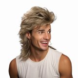 14-Inch Men's Retro Synthetic Ponytail Wig for Cosplay and Themed ...