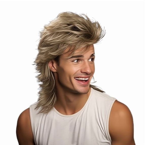 14-Inch Men's Retro Synthetic Ponytail Wig for Cosplay and Themed ...