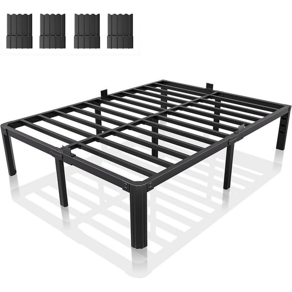 14 Inch Metal Bed Frame Queen Size, Heavy Duty Balck Platform Queen ...