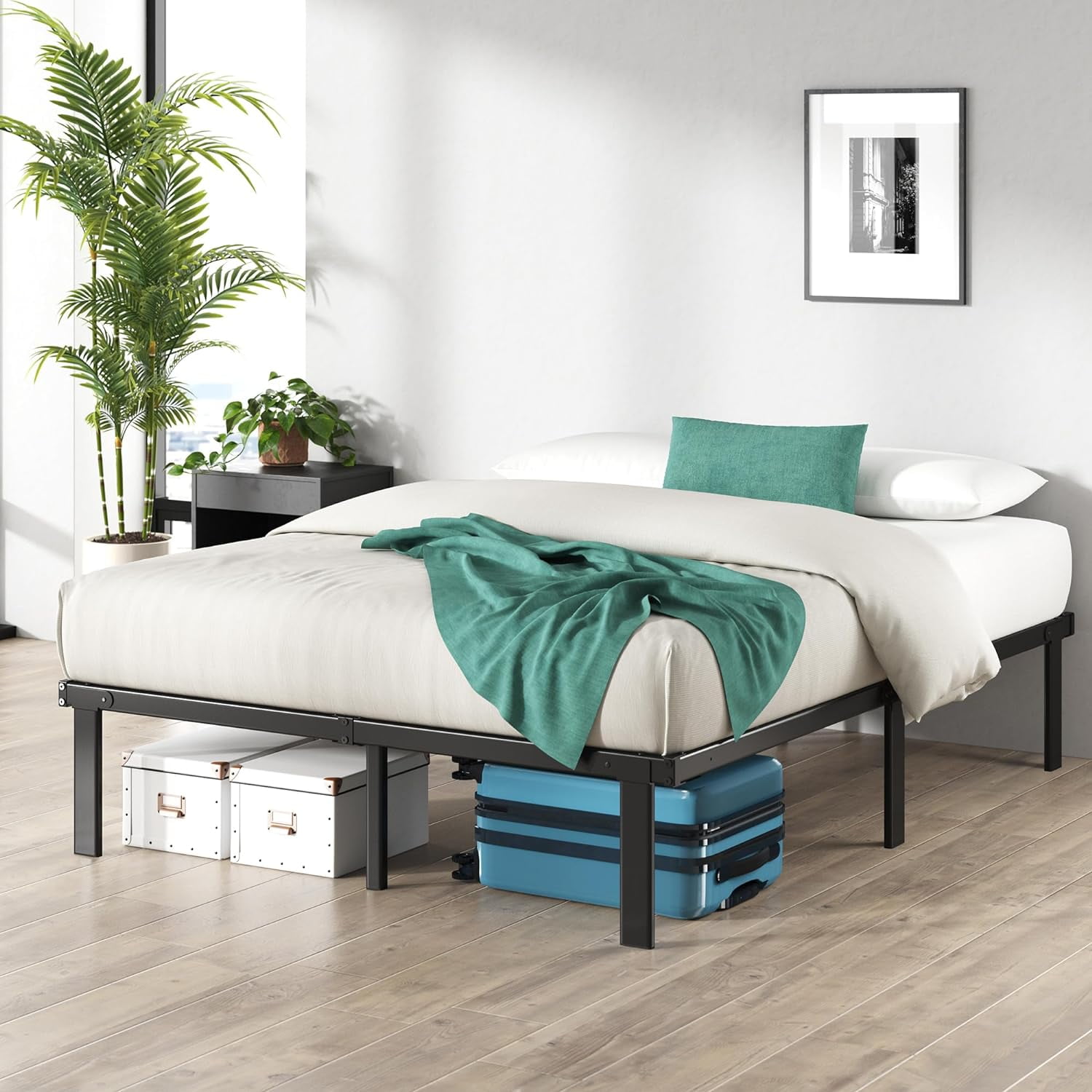 14 Inch Metal Platform Bed Frame, Foldable Steel Frame, No Box Spring ...