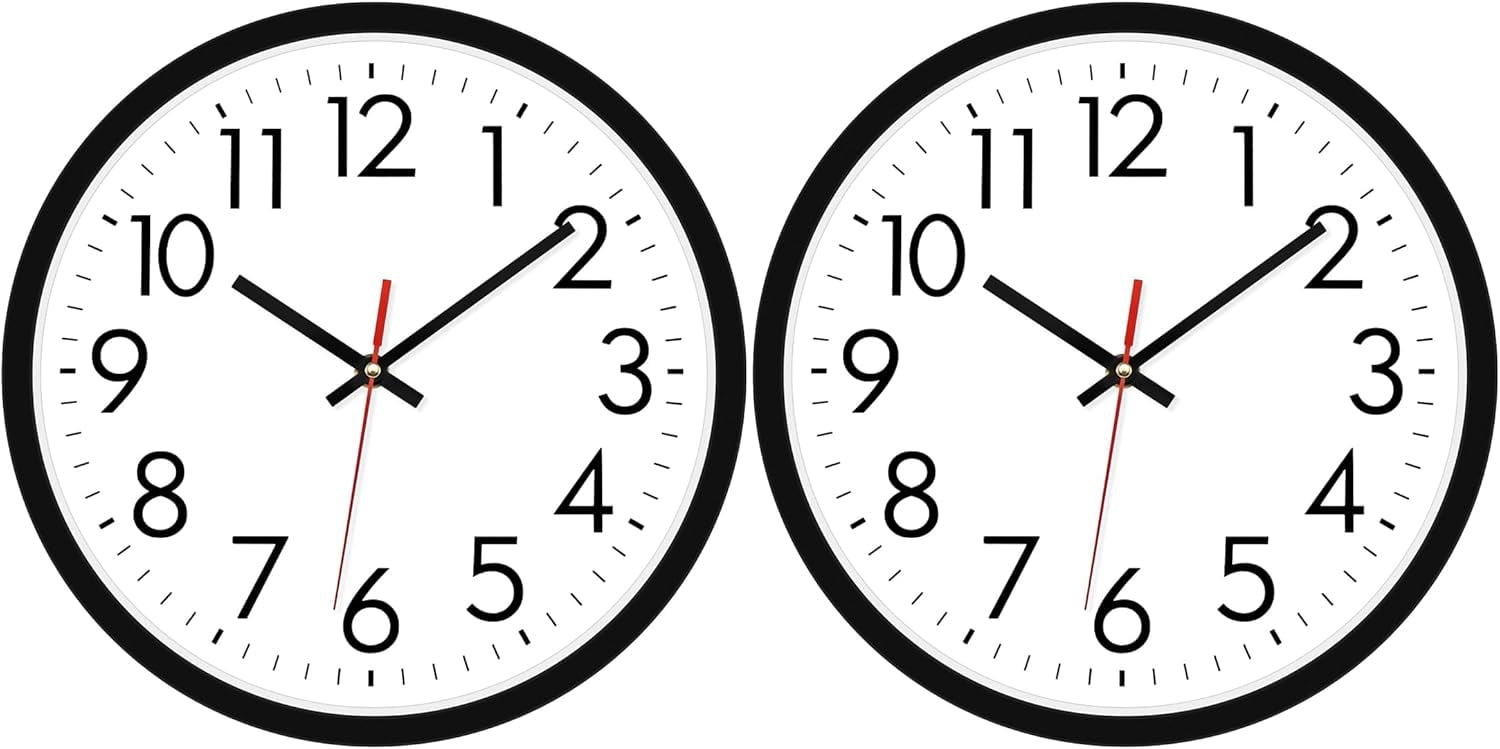 14 Inch Modern Wall Clock Battery Operated Silent Non-Ticking Large ...
