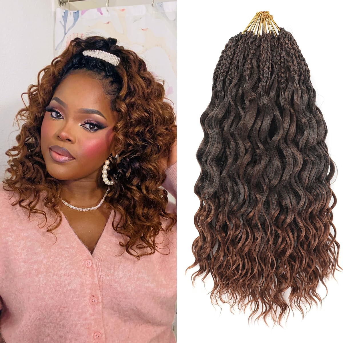 14 Inch Ocean Wave Crochet Hair 8 Packs - Synthetic Pre-Looped Deep ...