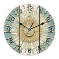 14 Inch Pearl Sun Decor Wall Clock, Vintage Wood Texture Battery ...