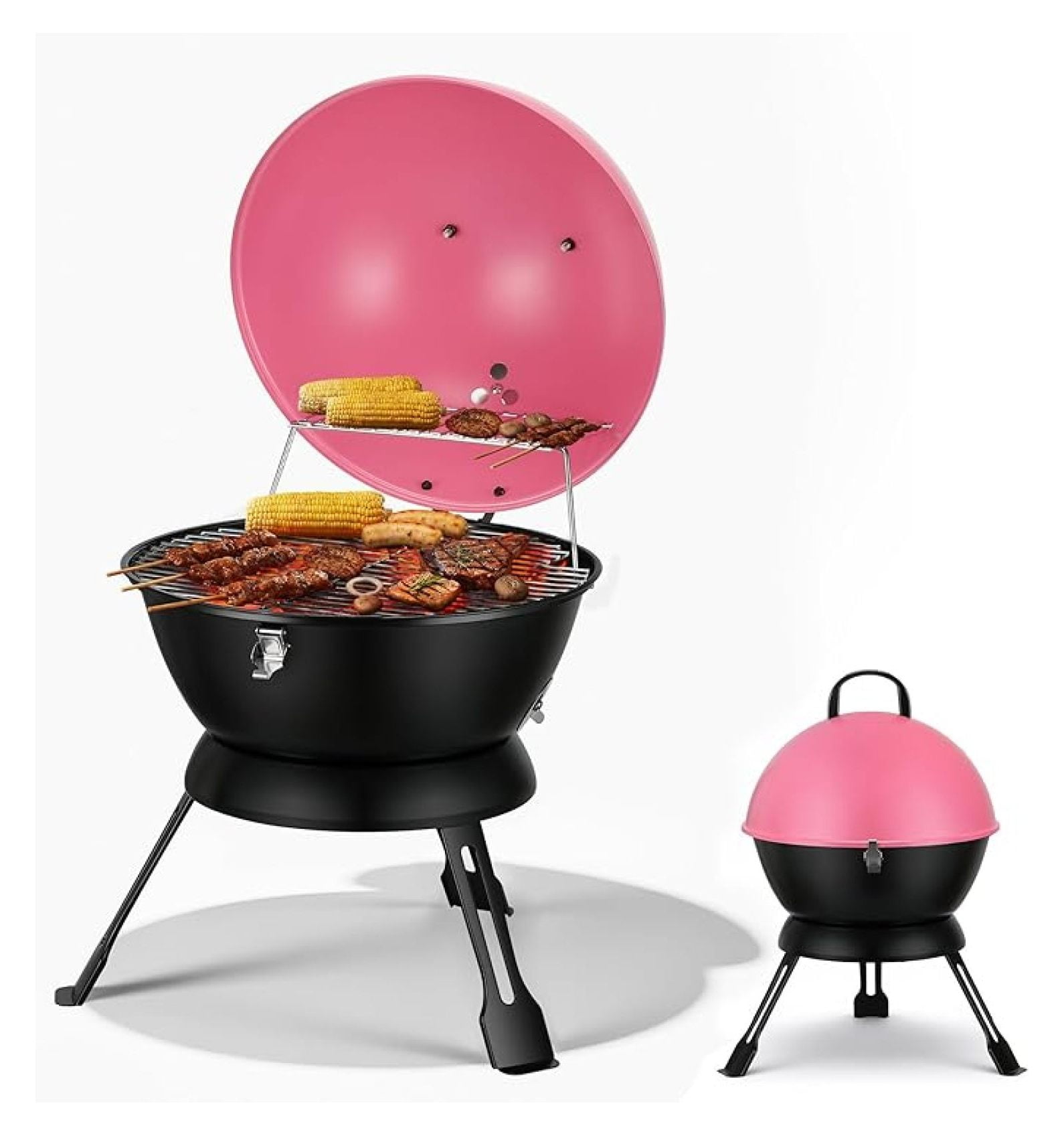 14-Inch Portable Barbecue Grill,Outdoor Small Grill with Dual Venting ...