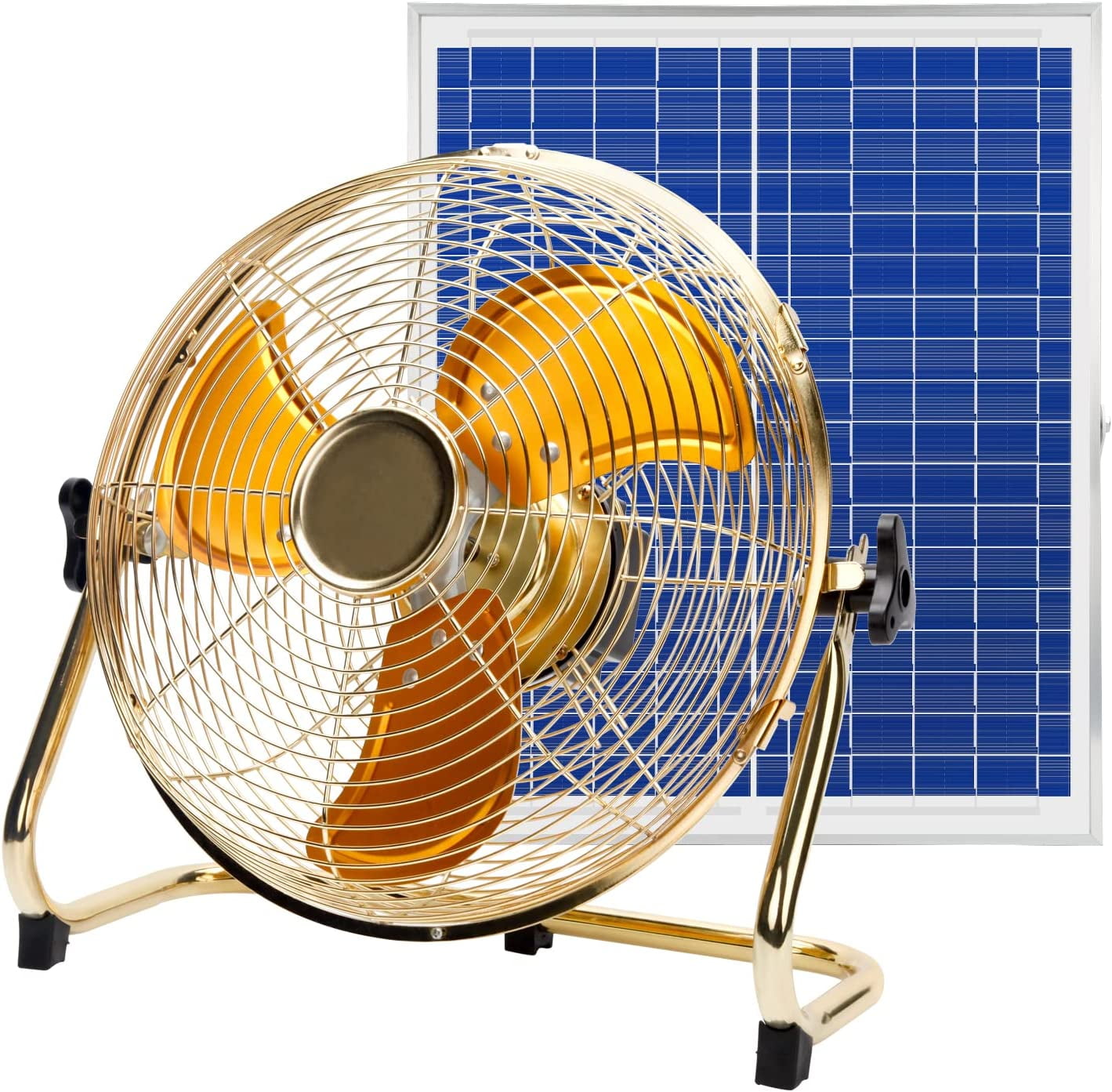 14 Inch Portable Golden All Metal Made Table Fan, Rechargeable Fan with ...