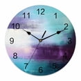 14 Inch Purple Teal Wall Clock, Mottled Graffiti Color Block Abstract ...