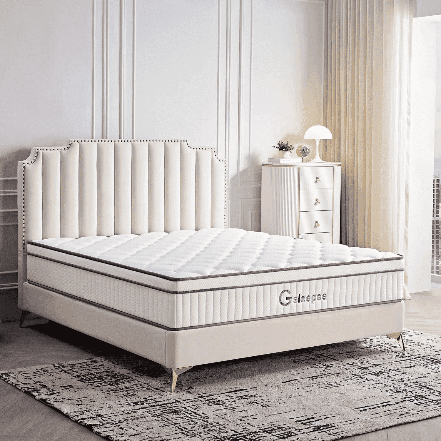 14 inch Queen Mattress, Medium Firm Hybrid Cooling Gel Memory Foam with ...
