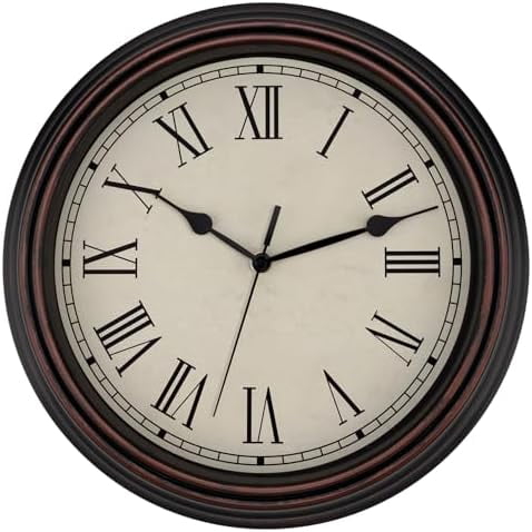 14 Inch Roman Numerals Wall Clock Battery Operated Silent Non-Ticking ...