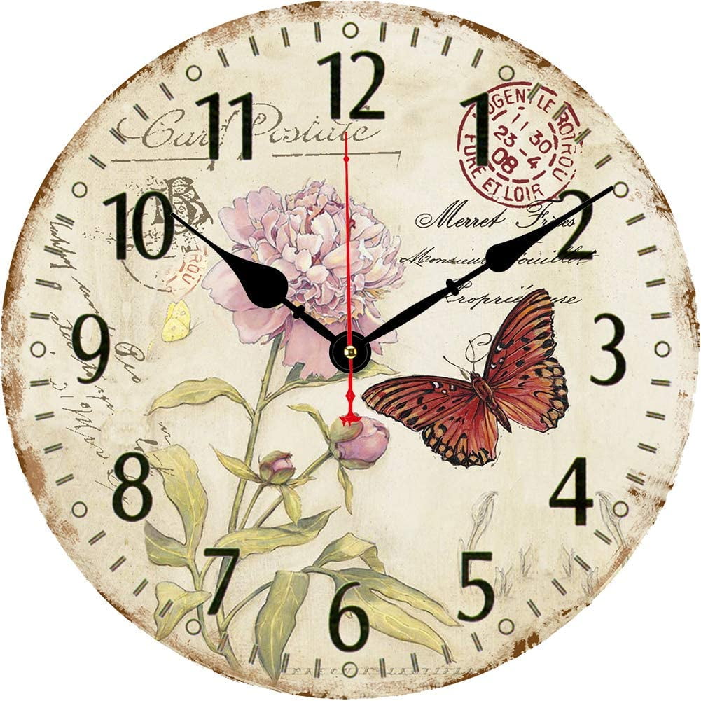 14 Inch Silent Non-Ticking Wall Clock, Big Arabic Numerals Wall Clocks ...