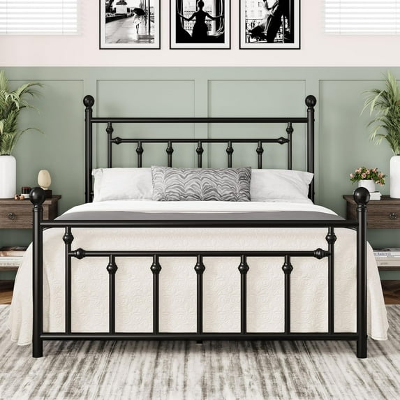 14 Inch Size Platform Bed Frame with Victorian Headboard and Footboard ...