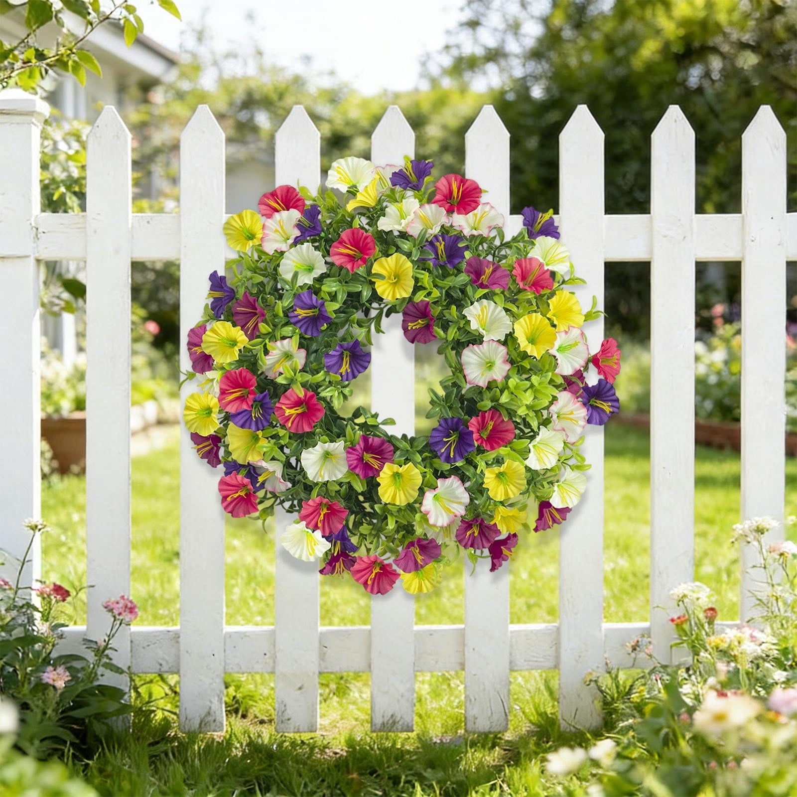 14 Inch Spring Summer Artificial Wreath,Versatile Floral Garland ...