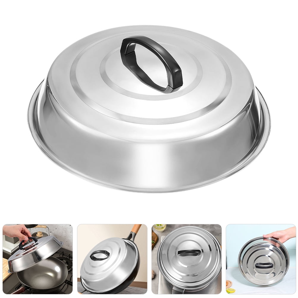 ETEREAUTY Silver Stainless Steel Cookware Lid with Deepened Dome Shape ...