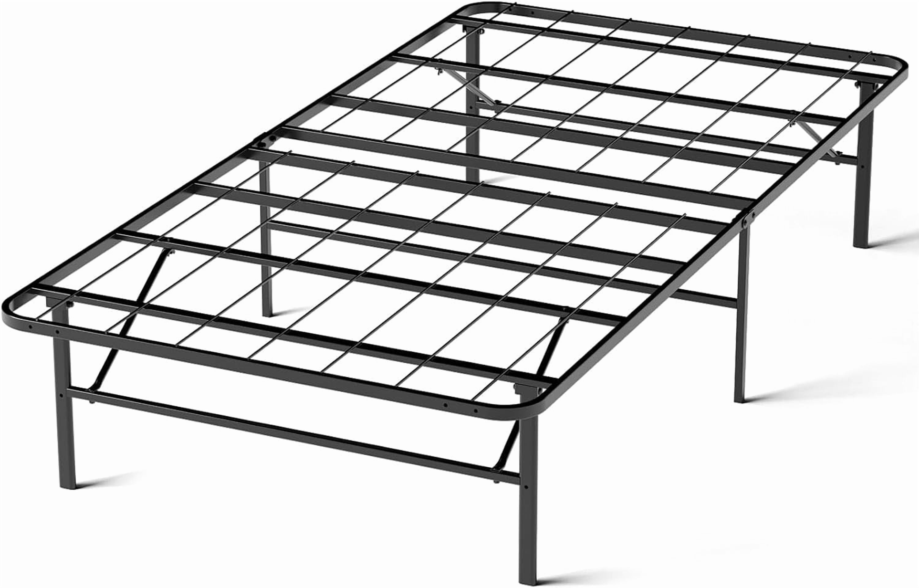 14 Inch Twin Bed Frame, Foldable Metal Platform with Steel Slats, No ...
