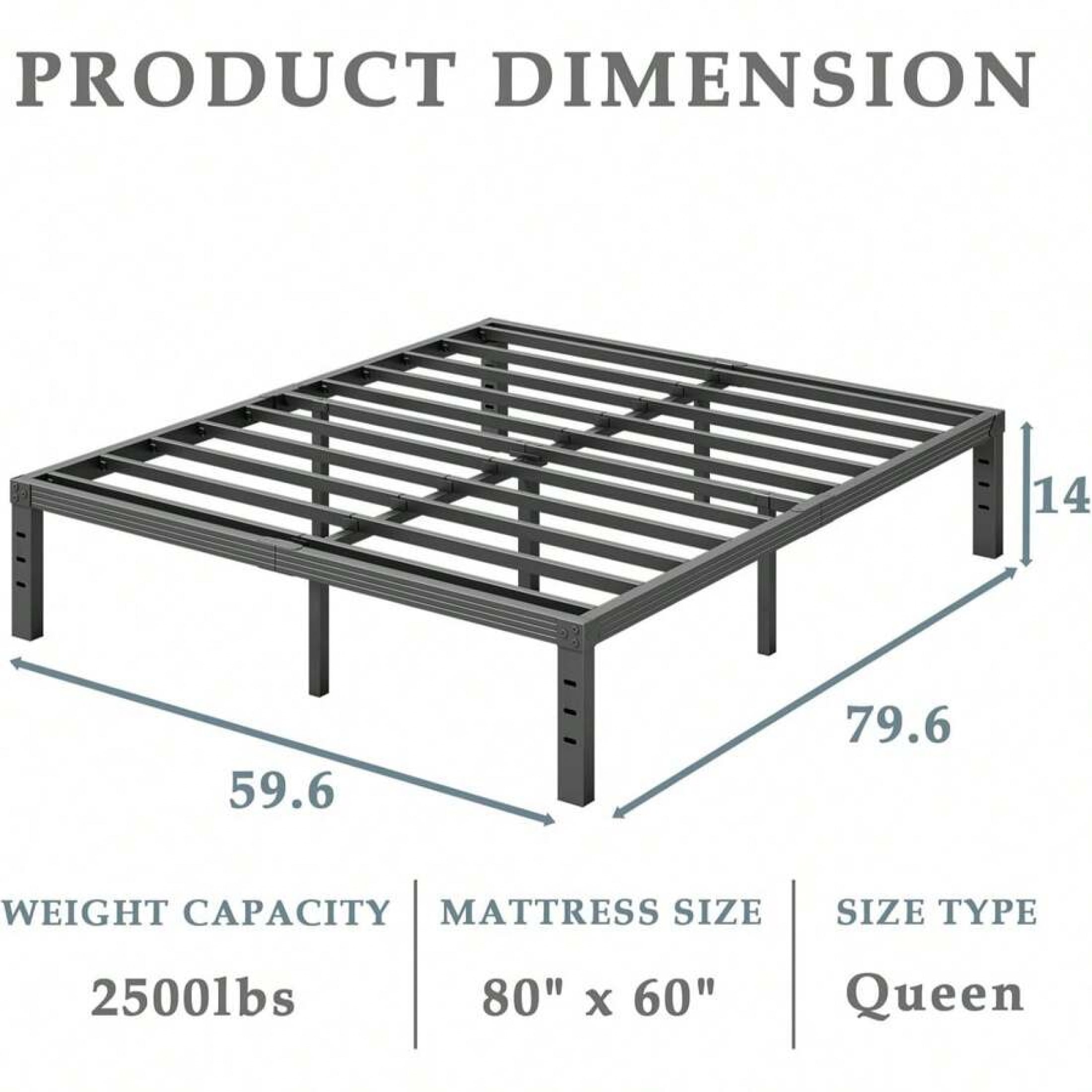 14 Inch Twin Size Metal Bed Frame, Black - No Box Spring Needed, Easy ...