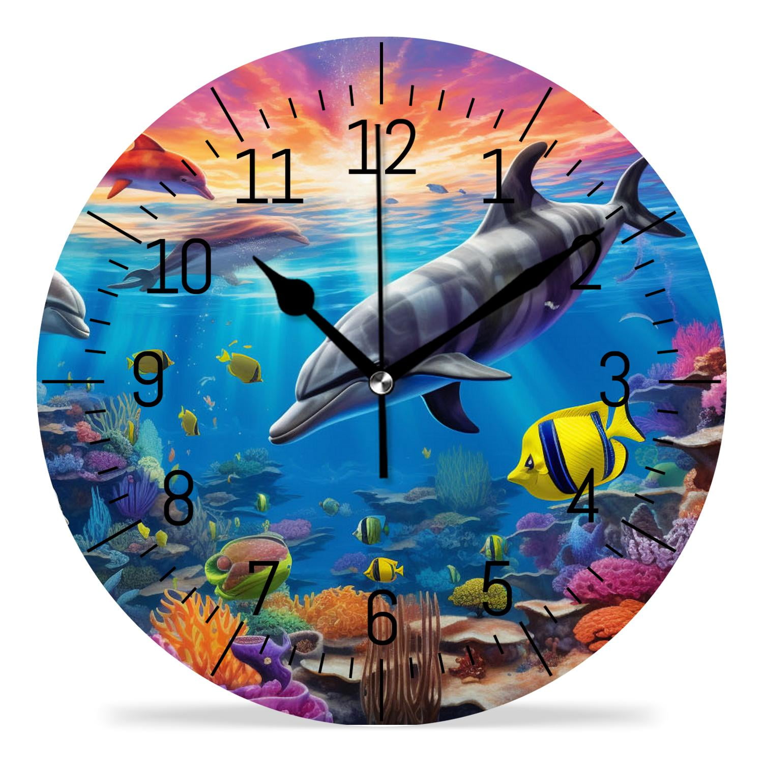 14 Inch Wall Clock Battery Operated Silent Clock Decorative for Office ...