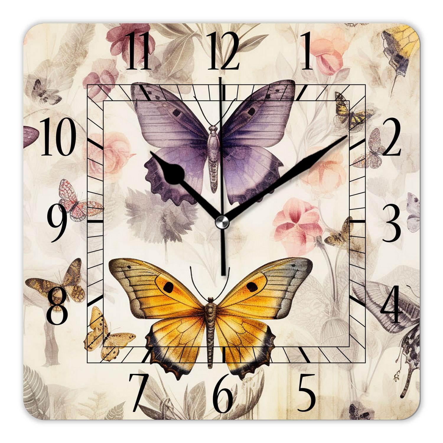 14 Inch Wall Clock Battery Operated Square Clock Decorative for Office ...