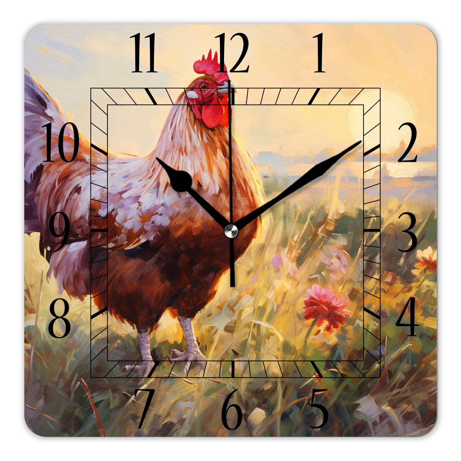 14 Inch Wall Clock Battery Operated Square Clock Decorative for Office ...