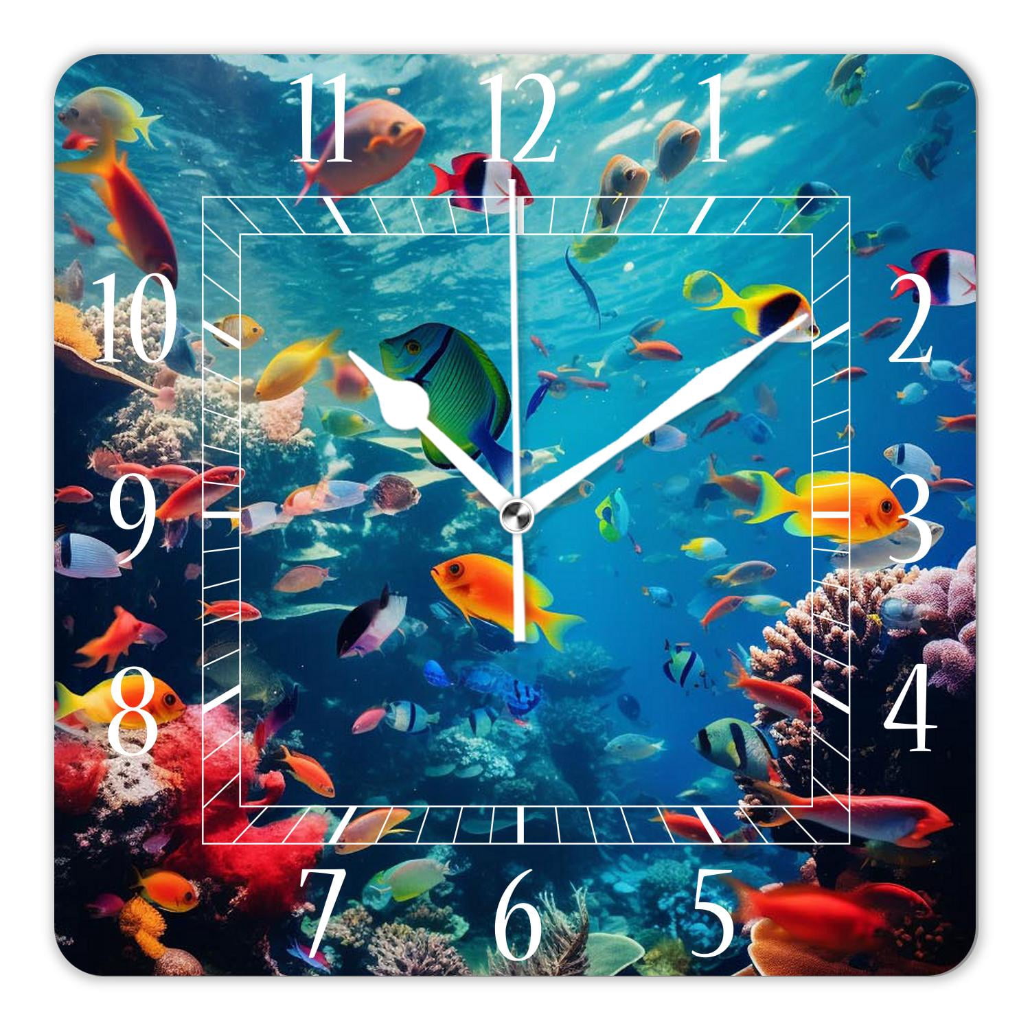 14 Inch Wall Clock Battery Operated Square Clock Decorative for Office ...