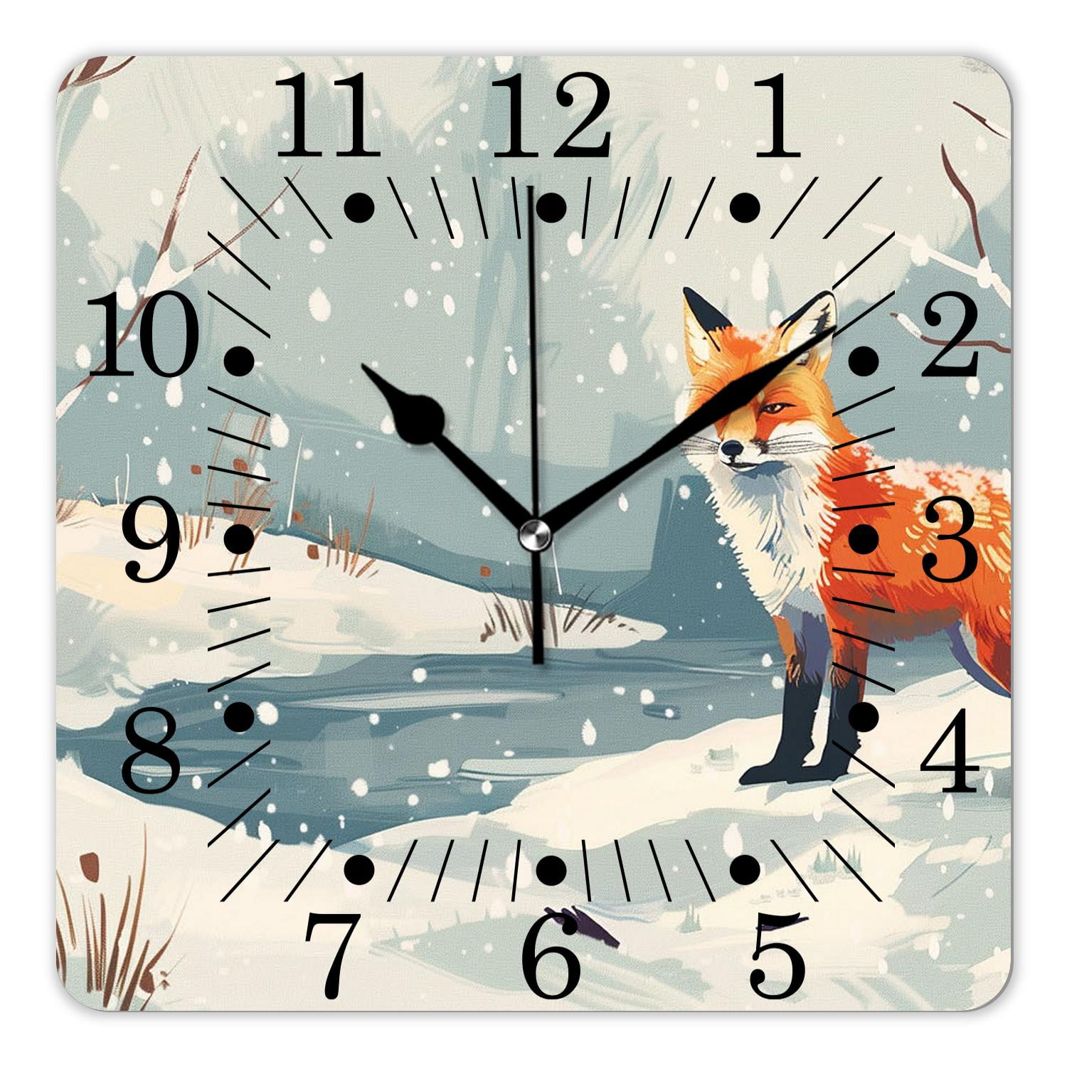 14 Inch Wall Clock Battery Operated Square Clock for Office, Kitchen ...