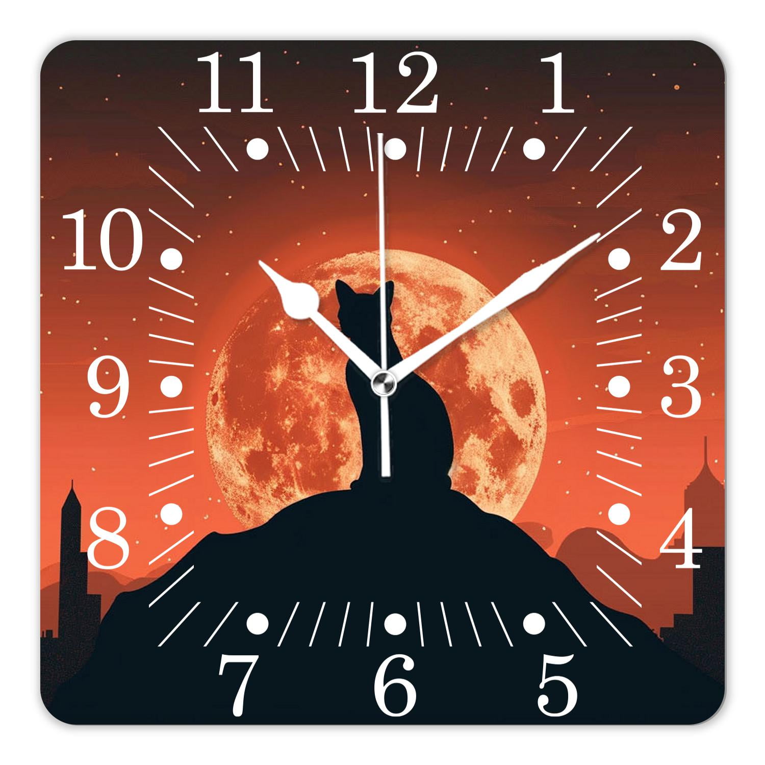 14 Inch Wall Clock Battery Operated Square Clock for Office, Kitchen ...