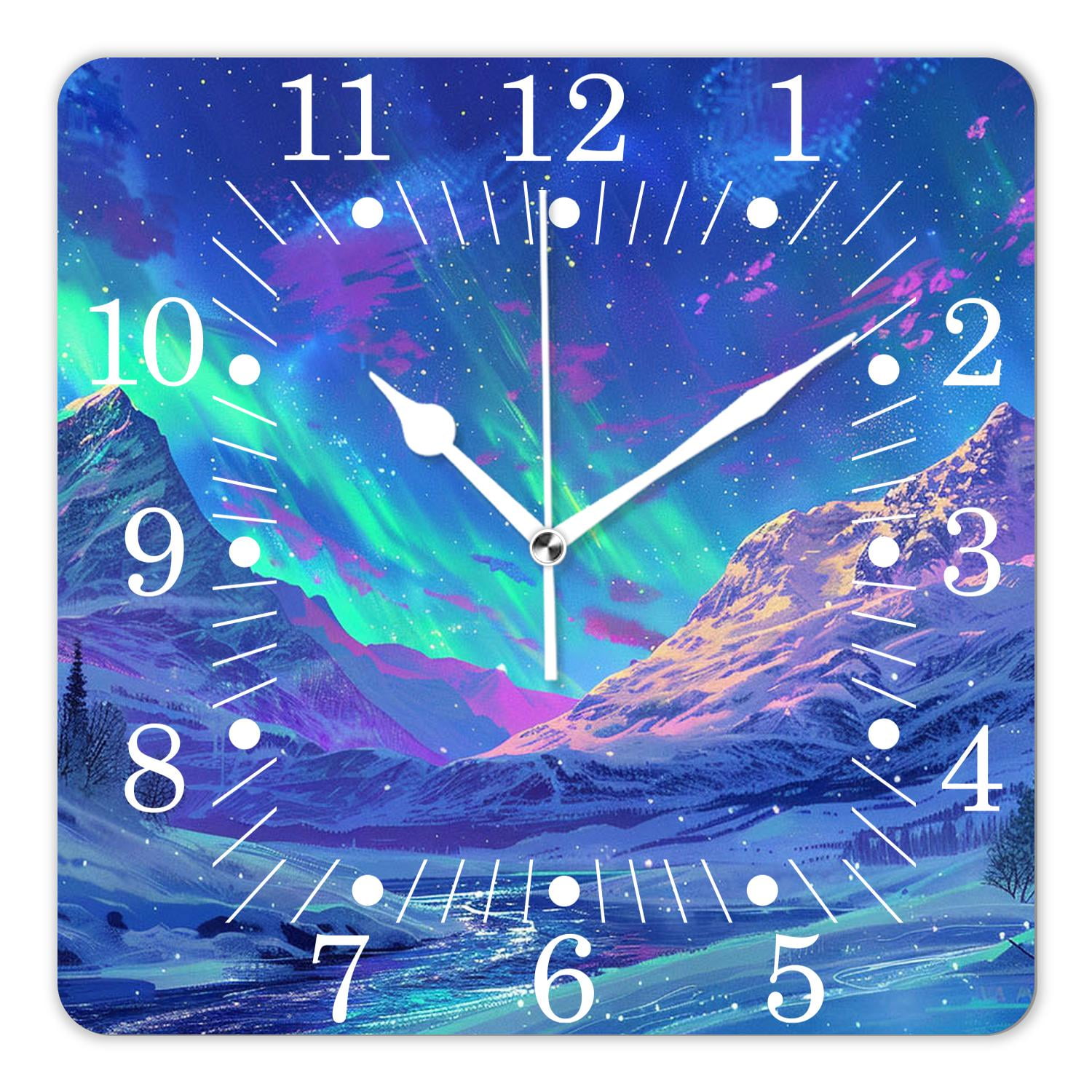 14 Inch Wall Clock Battery Operated Square Clock for Office, Kitchen ...