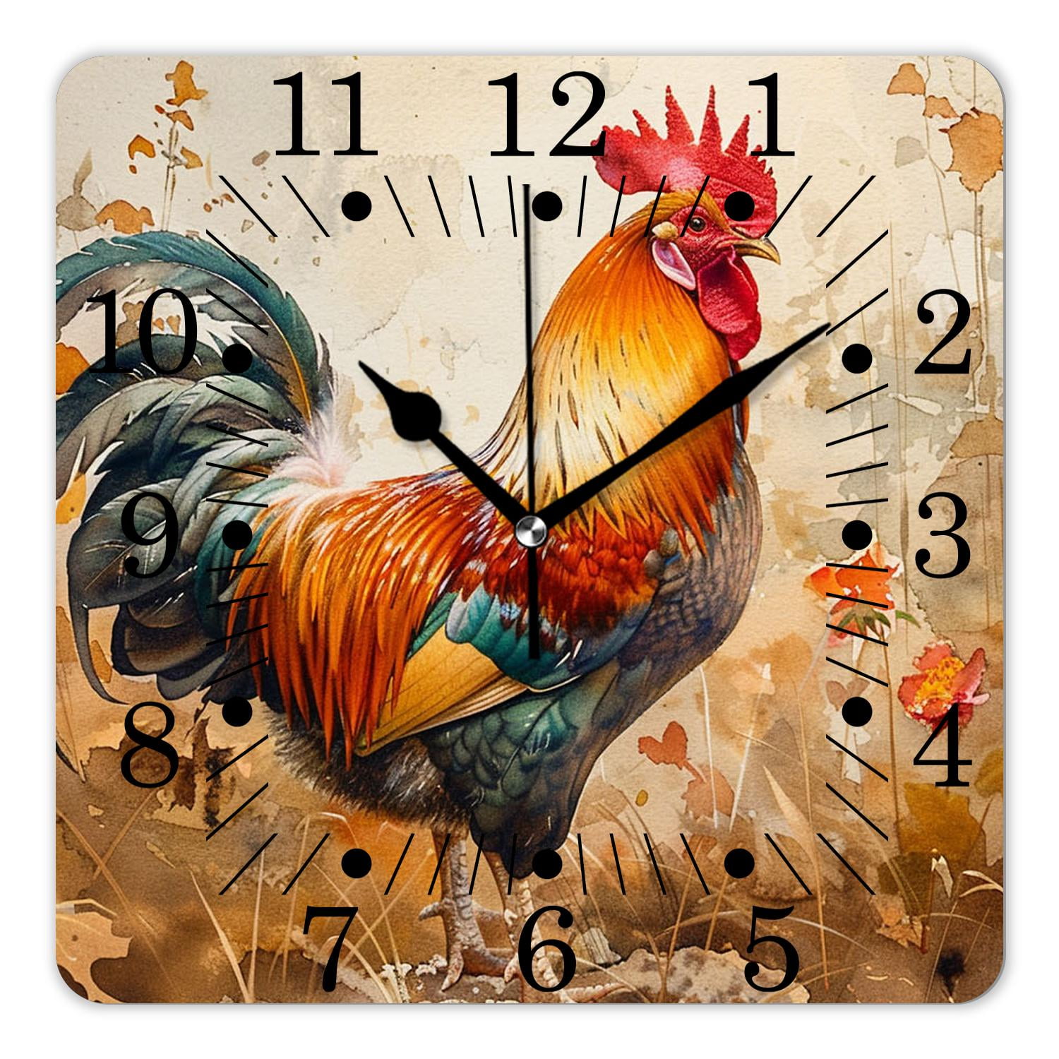 14 Inch Wall Clock Battery Operated Square Clock for Office, Kitchen, Outdoor, Living Room,Farm ...