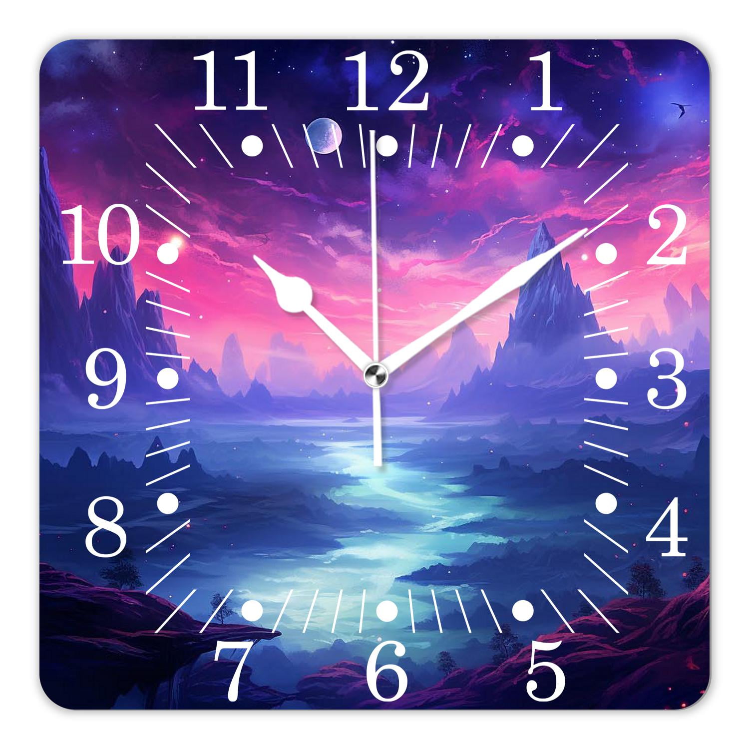 14 Inch Wall Clock Battery Operated Square Clock for Office, Kitchen ...
