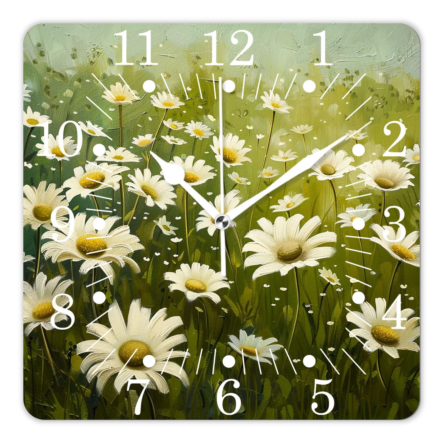 14 Inch Wall Clock Battery Operated Square Clock for Office, Kitchen ...