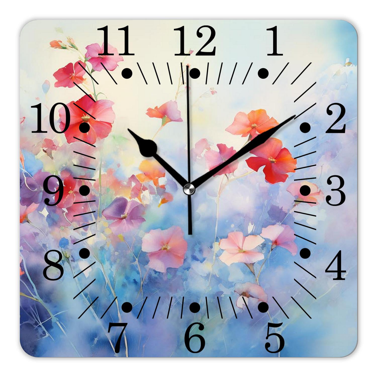 14 Inch Wall Clock Battery Operated Square Clock for Office, Kitchen ...