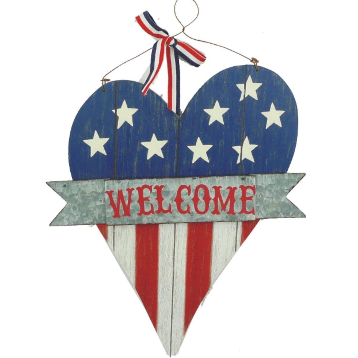 14in July Fourth Heart Welcome Sign - Walmart.com