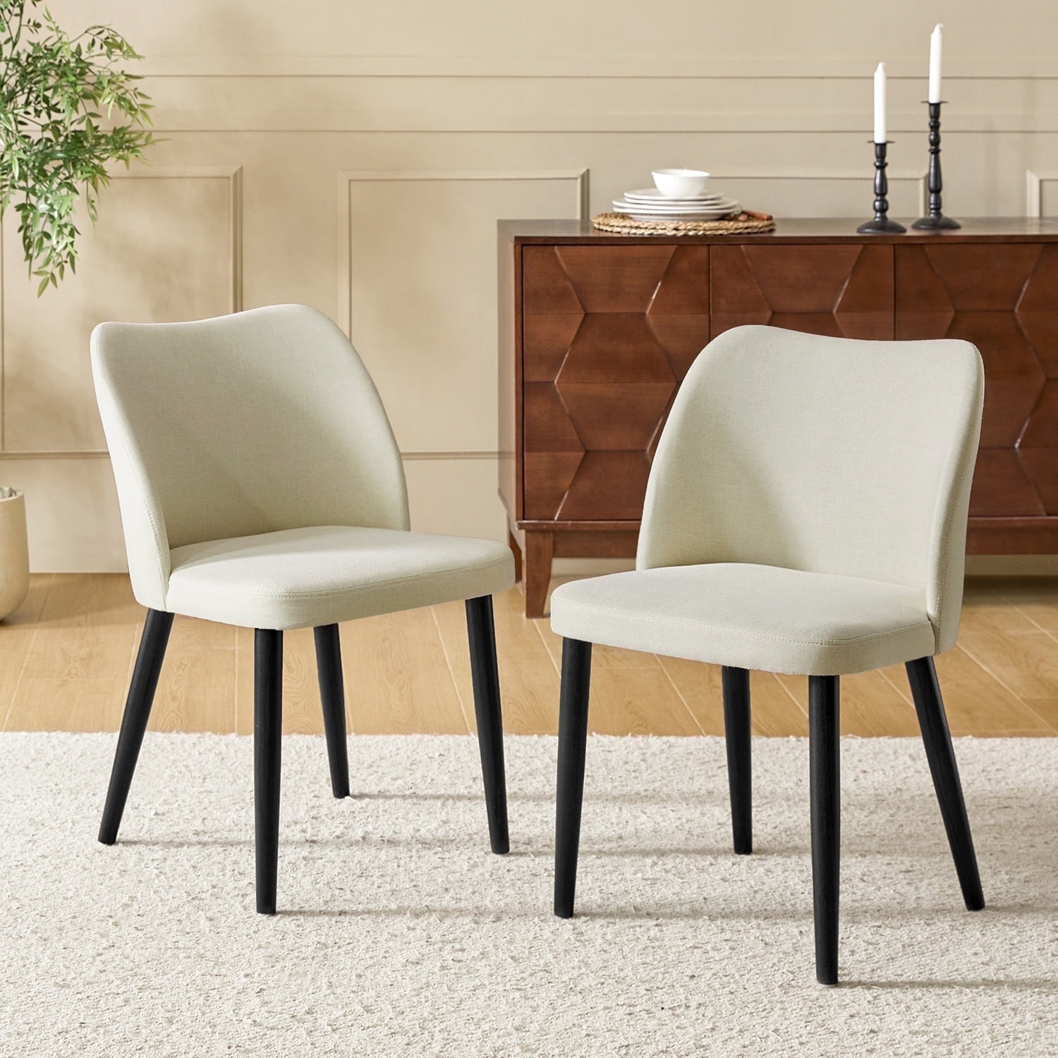 Tina's Home 2-Piece Ergonomic Dining Chair Set with Curved Backrest ...