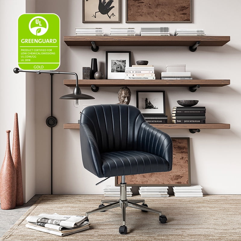 14 Karat Home Modern Leather Home Office Task Chair Adjustable Height ...