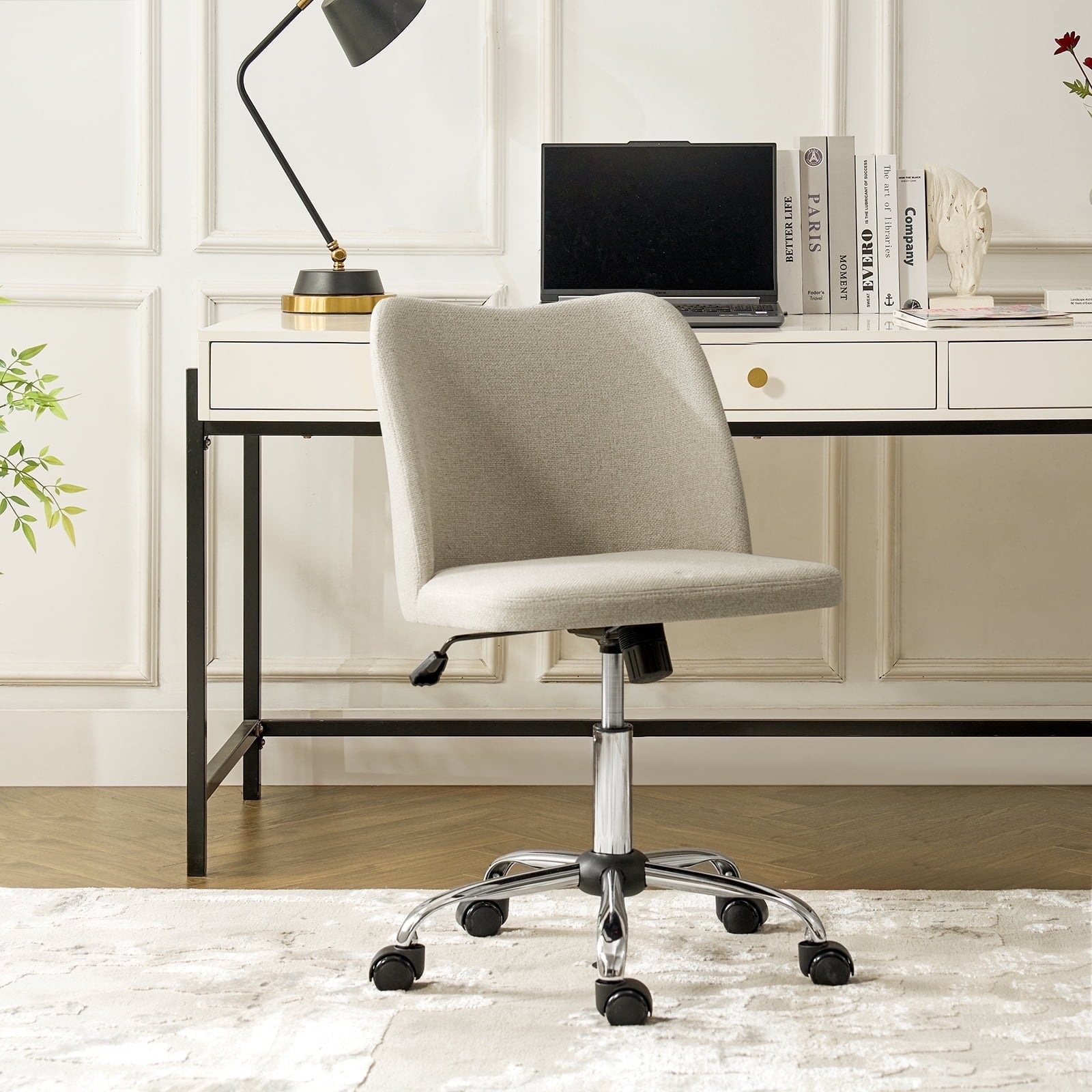 14 Karat Home Office Chair Armless Fabric Vanity Desk Chair with ...