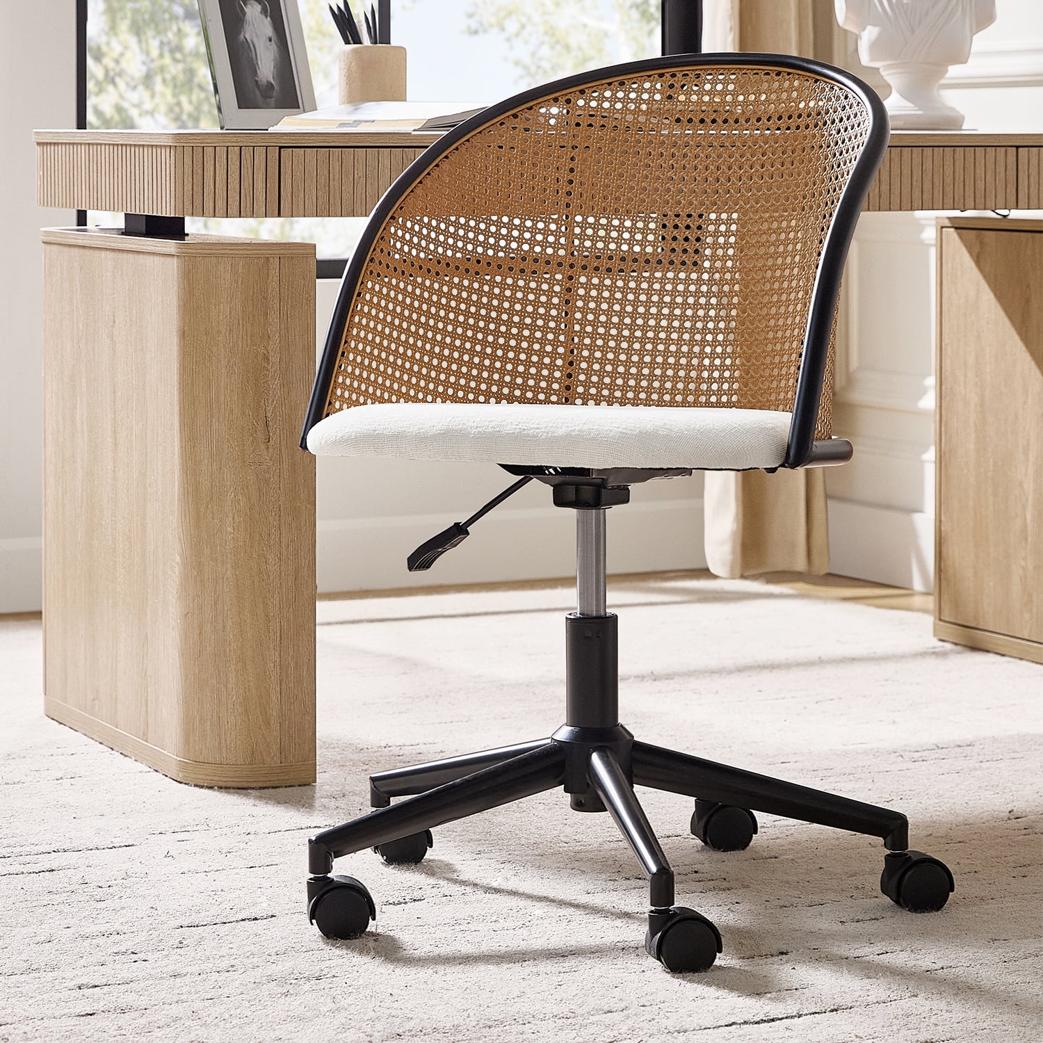 14 Karat Home Ratten Dining Chair Adjustable Seat Height 360-Degree ...