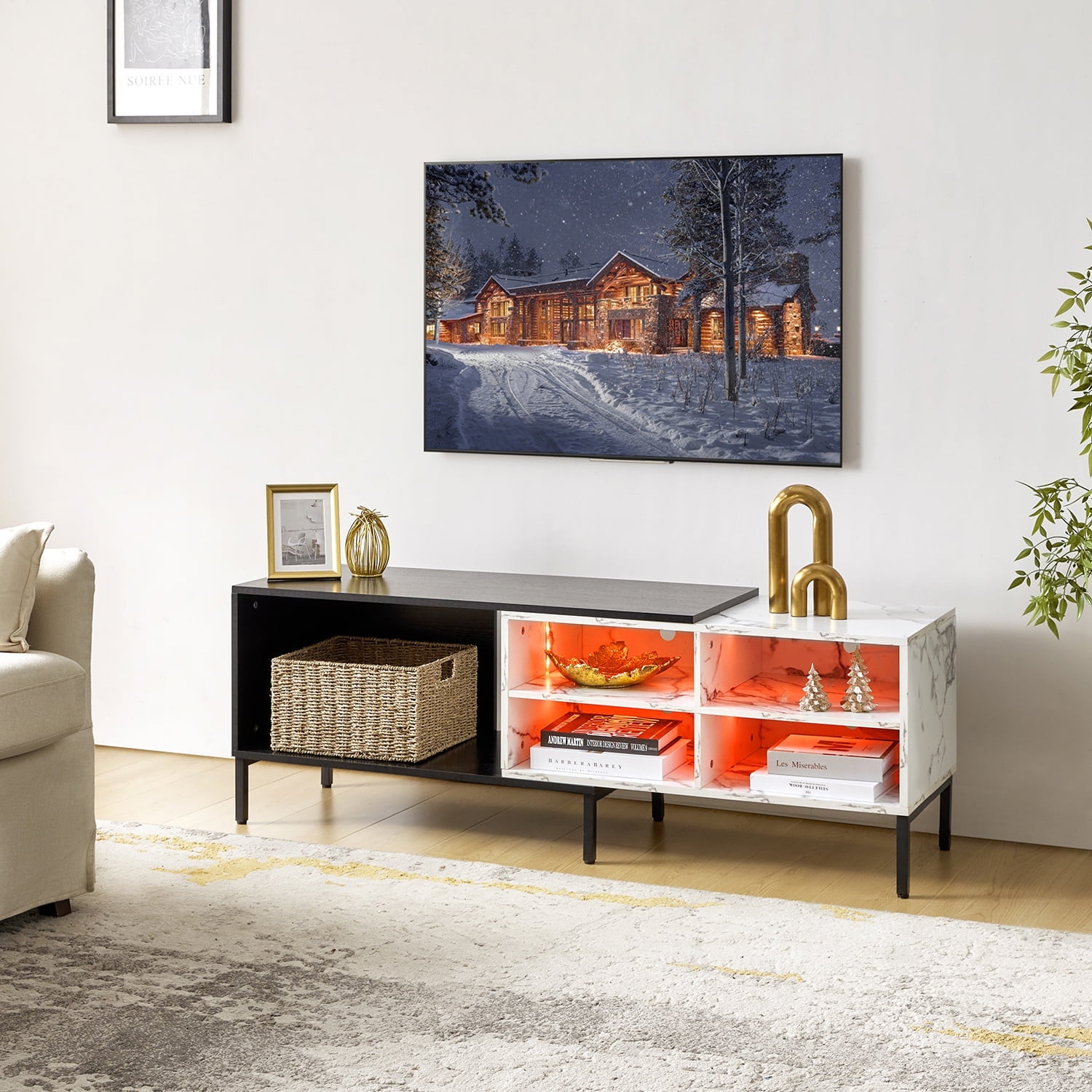 14 Karat Home Storage TV Stand Expandable Entertainment Centre Open ...