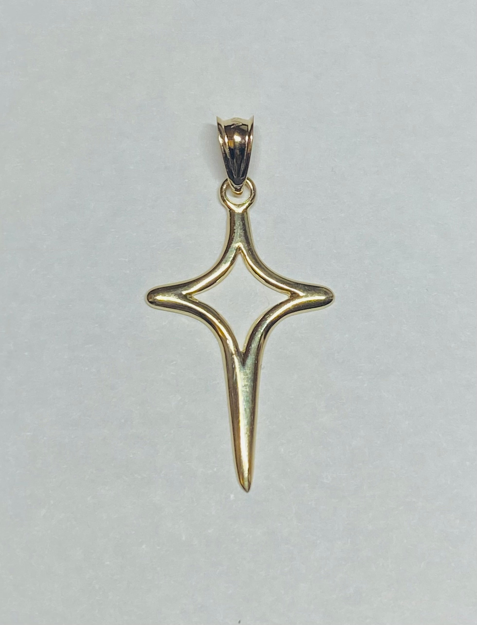 14 Karat Yellow Gold Freeform Modern Cross Pendant - Walmart.com