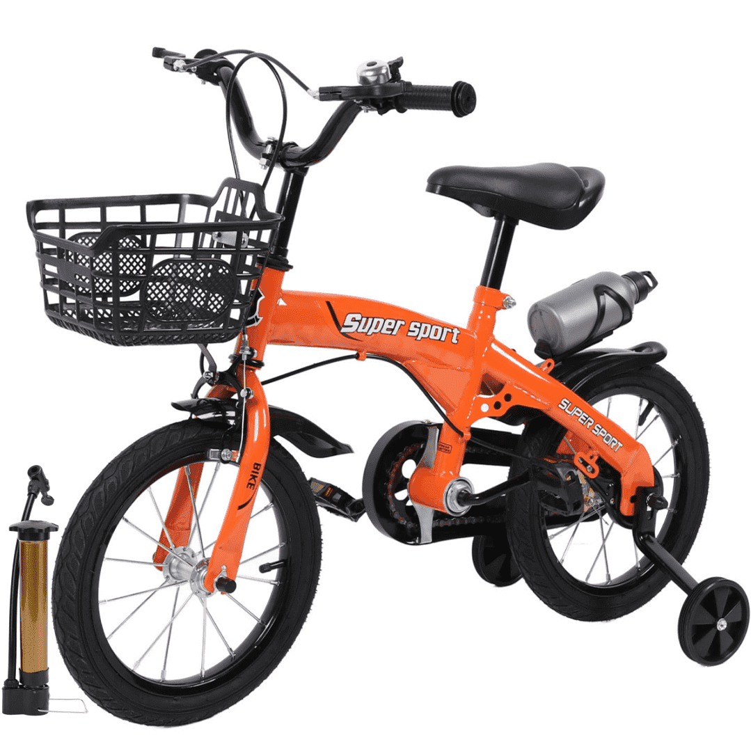 14" Kids Bike with Training Wheels, Height Adjustable Kids Bicycle with ...