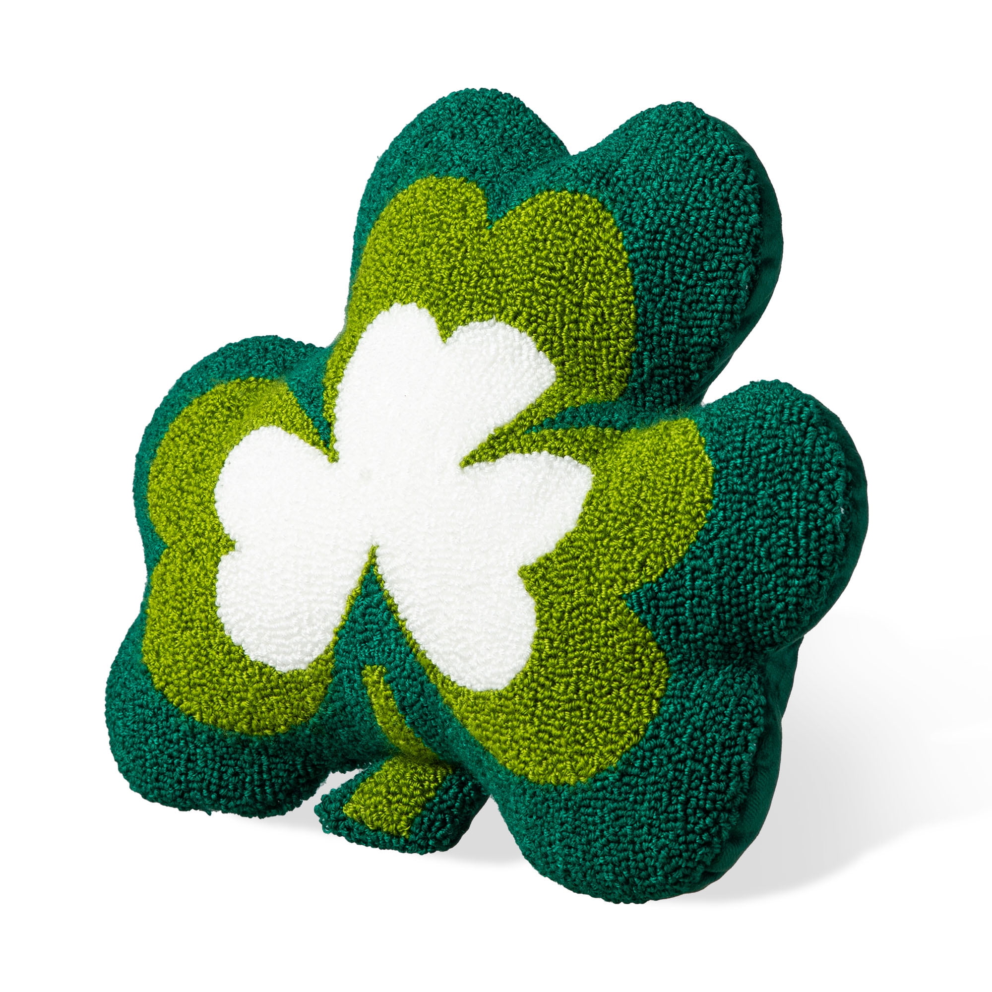 14"L St. Patrick's Hooked Shamrock-shaped Pillow - Walmart.com