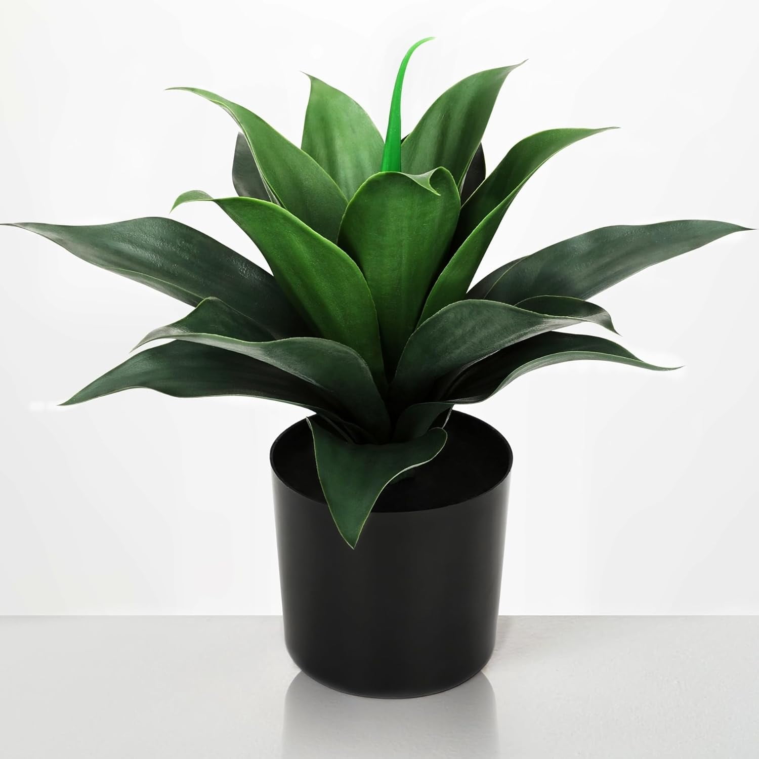 14" Large Artificial Succulent Faux Agave Plant in Pot, Fake Potted ...