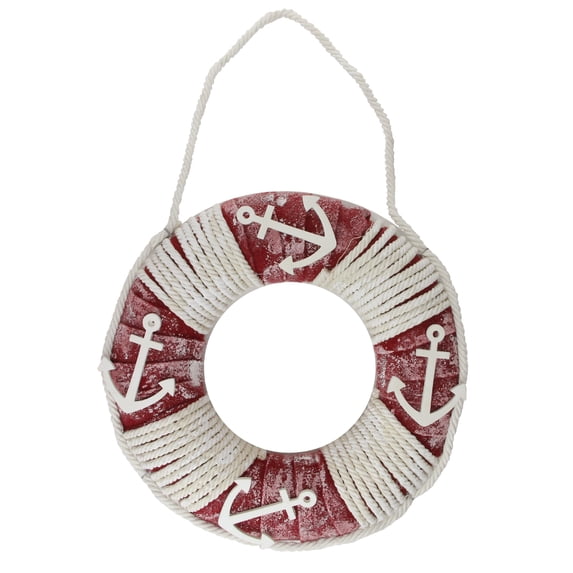 Northlight 14" Life Preserver with Rope and Anchor Detail Wall Decor ...