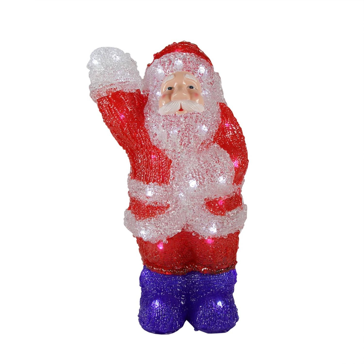 14" Lighted Commercial Grade Acrylic Waving Santa Claus Christmas ...