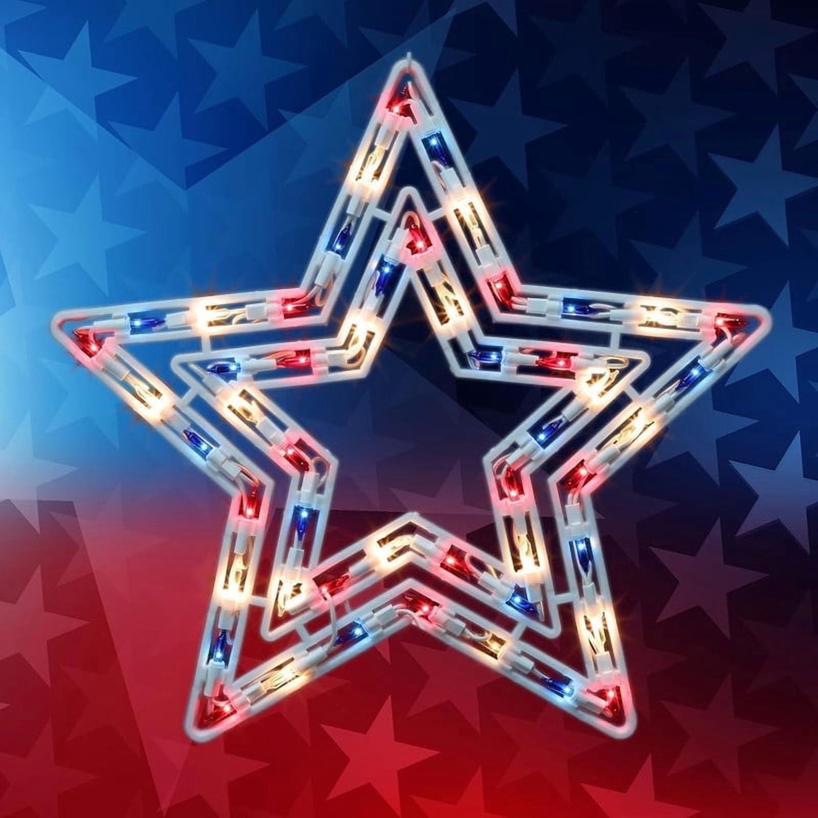 LAMPHOME, Lighted Patriotic Star Window Silhouette, 14", White ...